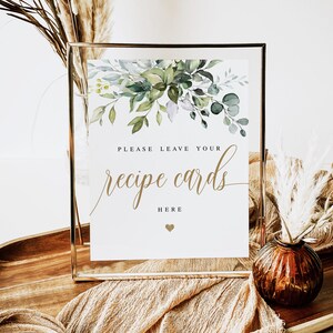 Instant Download Place Recipe Card Here Sign, Bridal Shower Sign ...