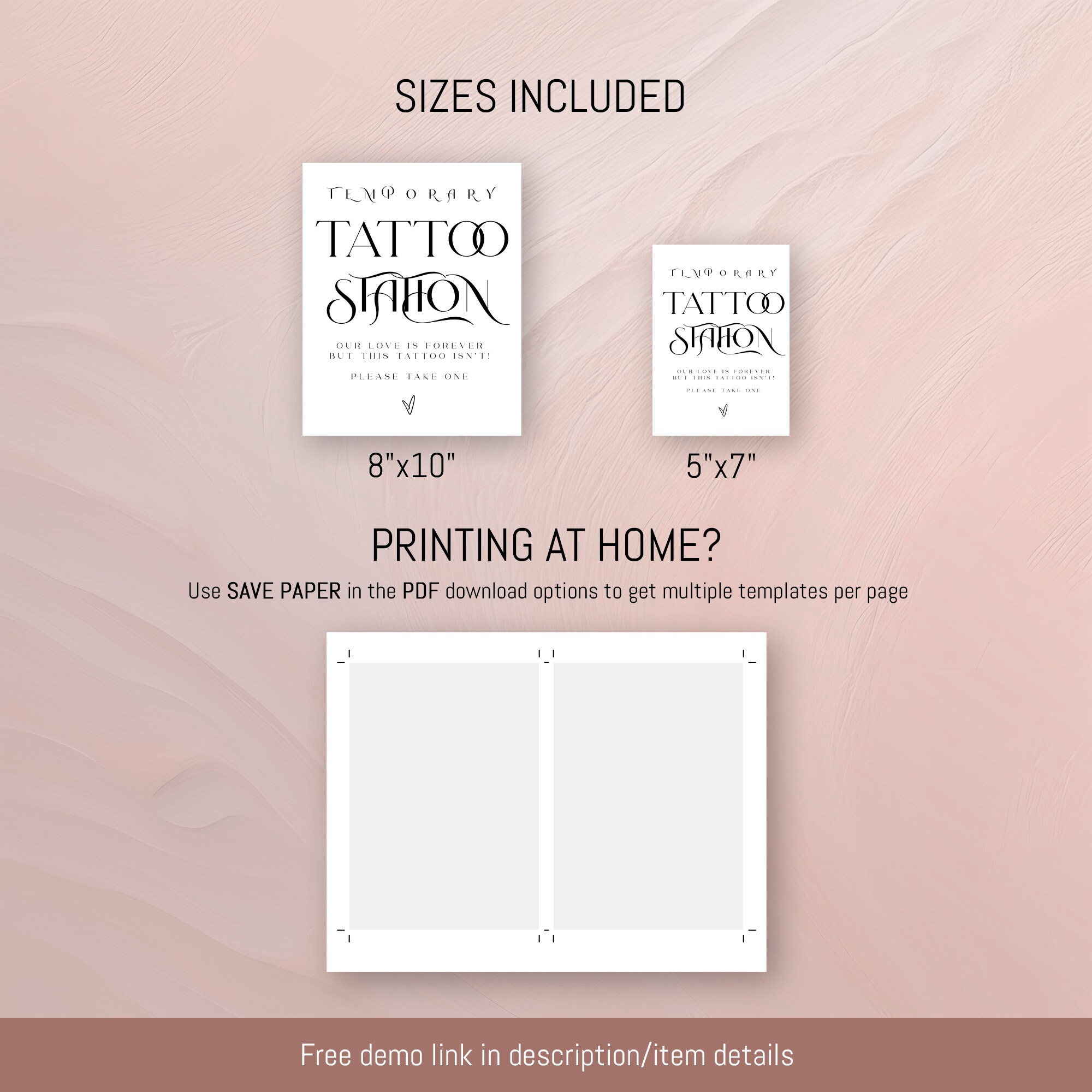 Tattoo Station Sign, Minimalist Tattoo Station Sign for Wedding ...