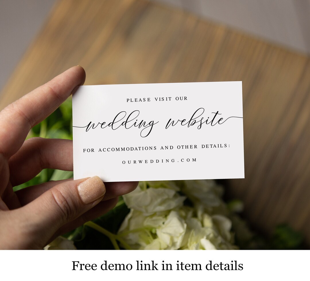 Printable Wedding Website Card Template, Templett, Invitation Insert ...