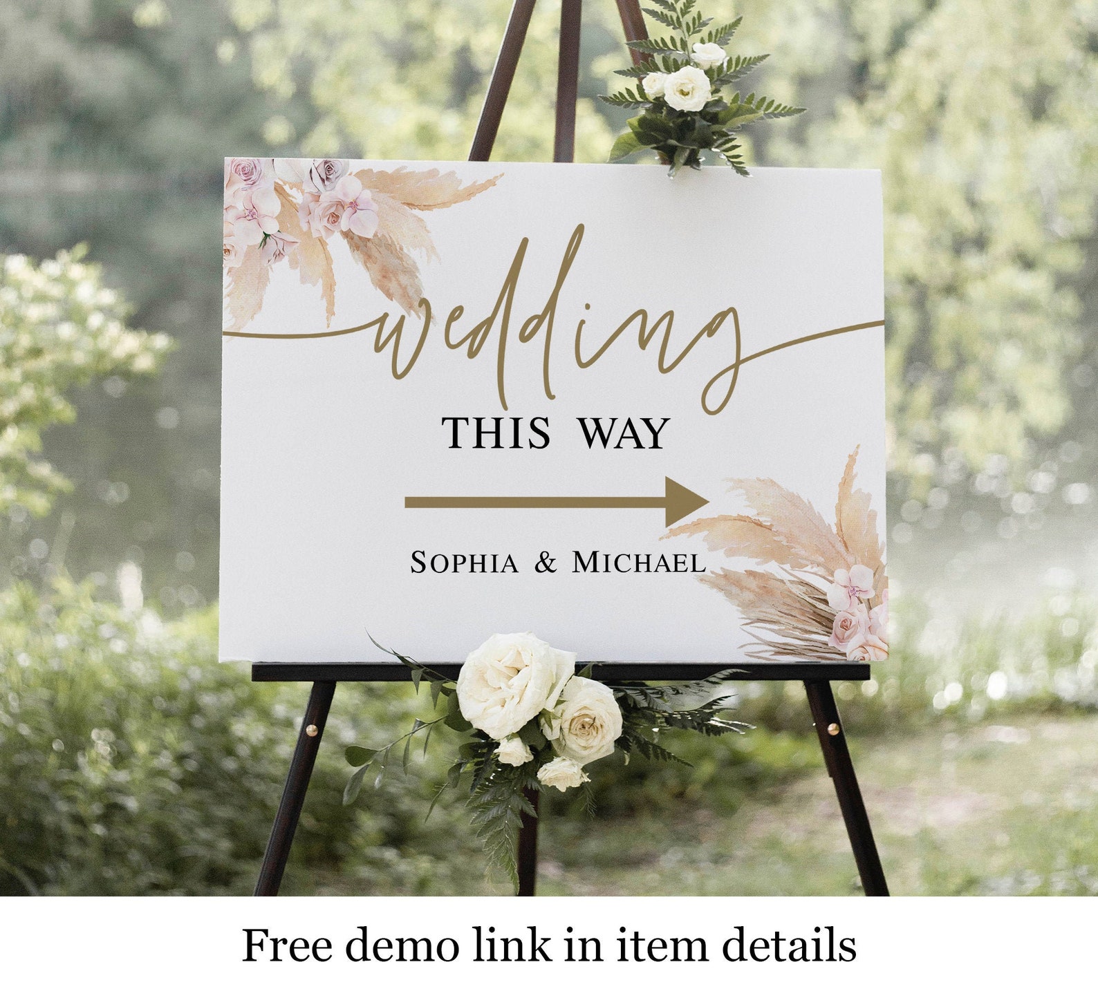 Gold Wedding This Way Sign Template Download Wedding Arrow - Etsy