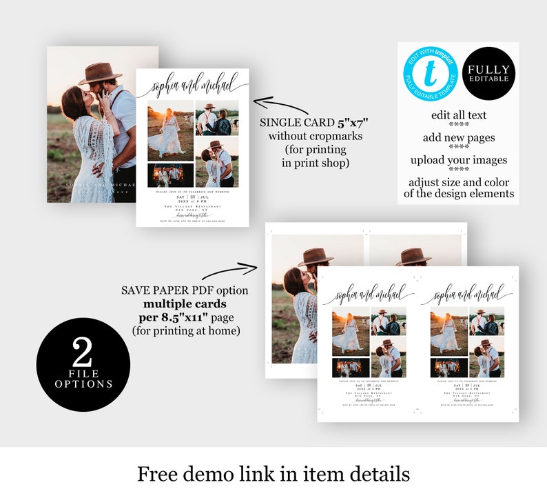 Photo Collage Wedding Invitation, Template Download, Create Your Own ...
