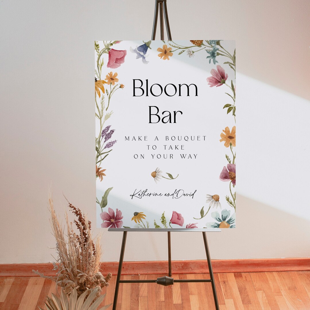 Bloom Bar Sign Template, Build Your Bouquet, Wedding Flower Favors ...