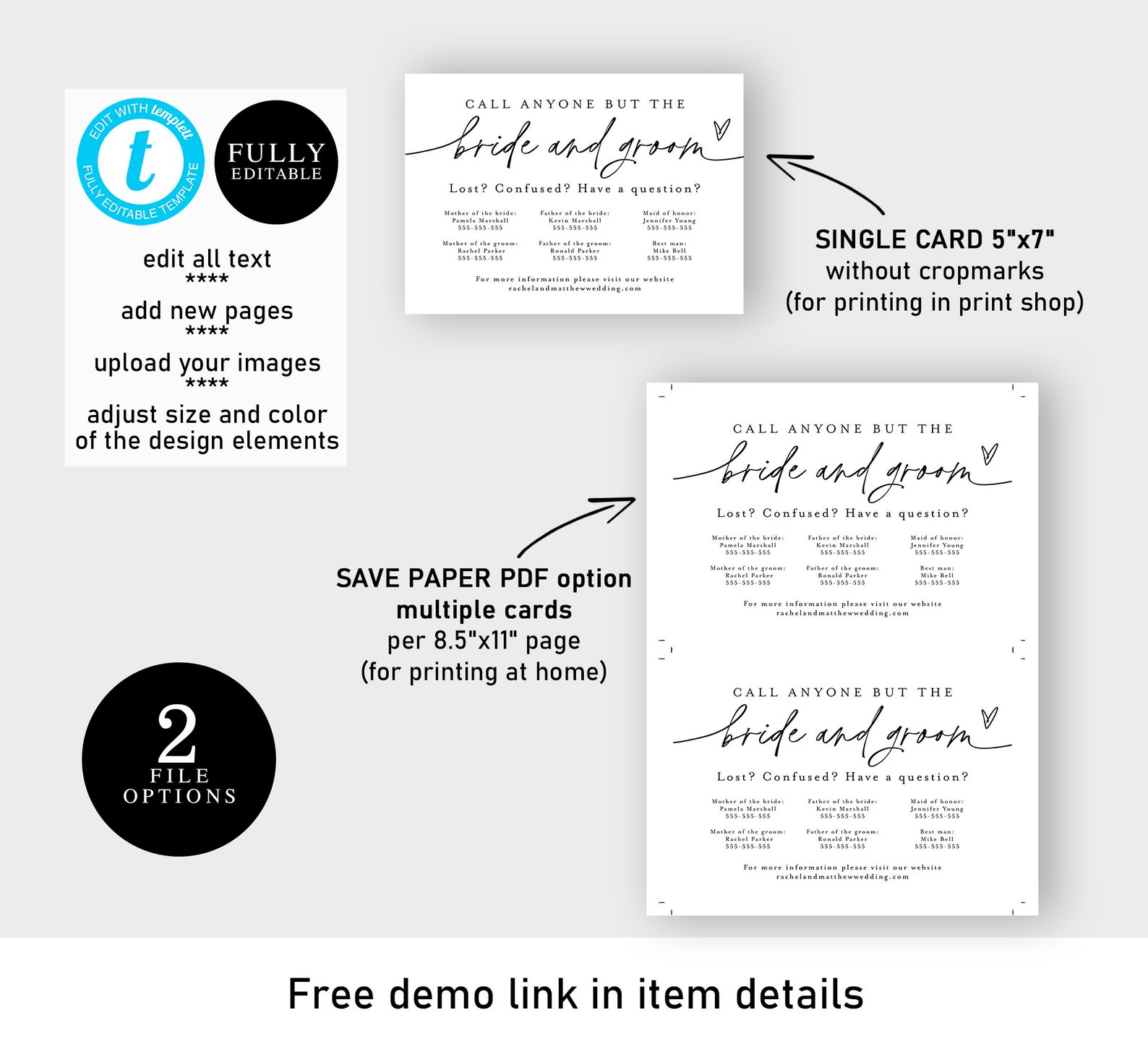 Call Anyone but the Bride Template Edit With Templett 100% - Etsy