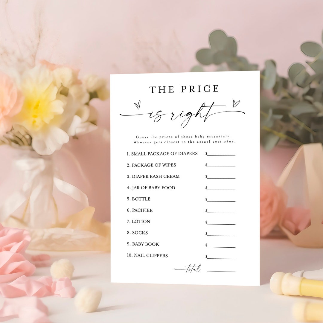 The Price is Right Baby Shower Game, the Price is Right Baby Game ...