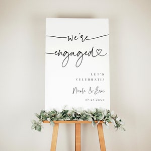 Engagement Sign, Printable We Are Engaged Sign, Simple Engagement Party ...
