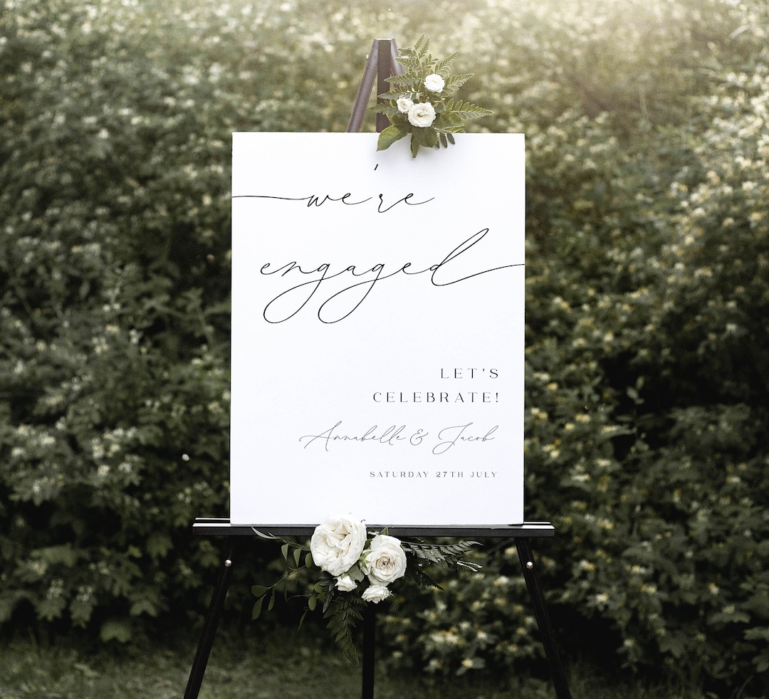 Engagement Sign, Printable We Are Engaged Sign, Simple Engagement Party ...