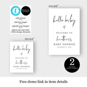 Hello Baby Shower Welcome Sign Template Printable Poster - Etsy