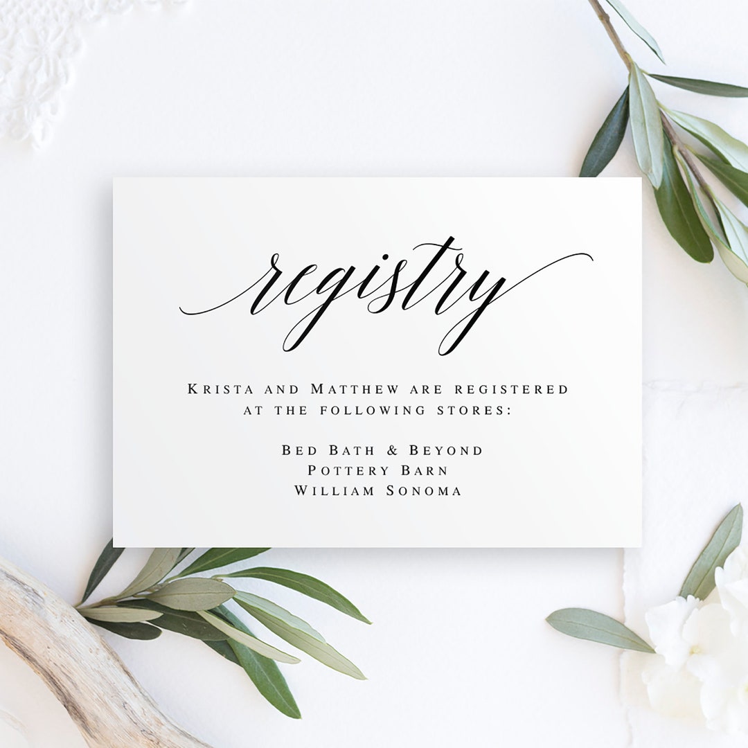 Registry Card Inserts Gift Registry Card Template Wedding - Etsy