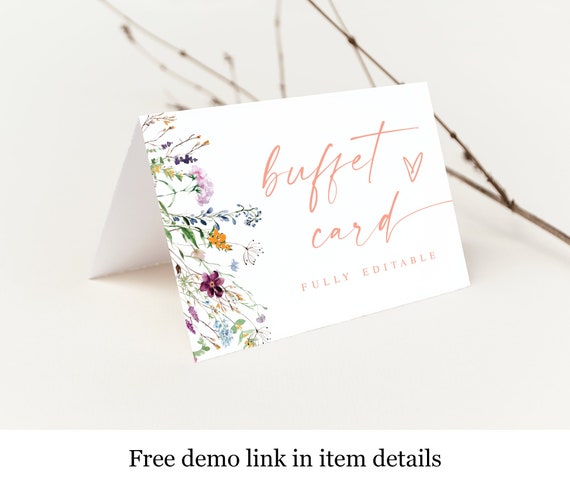 Food Label Card Template Buffet Card for Bridal Shower - Etsy