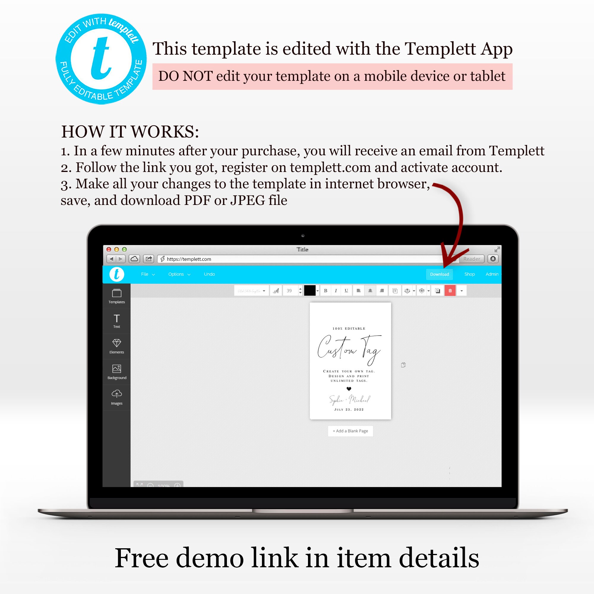 Printable Tag Template DIY Instant Download Personalized - Etsy