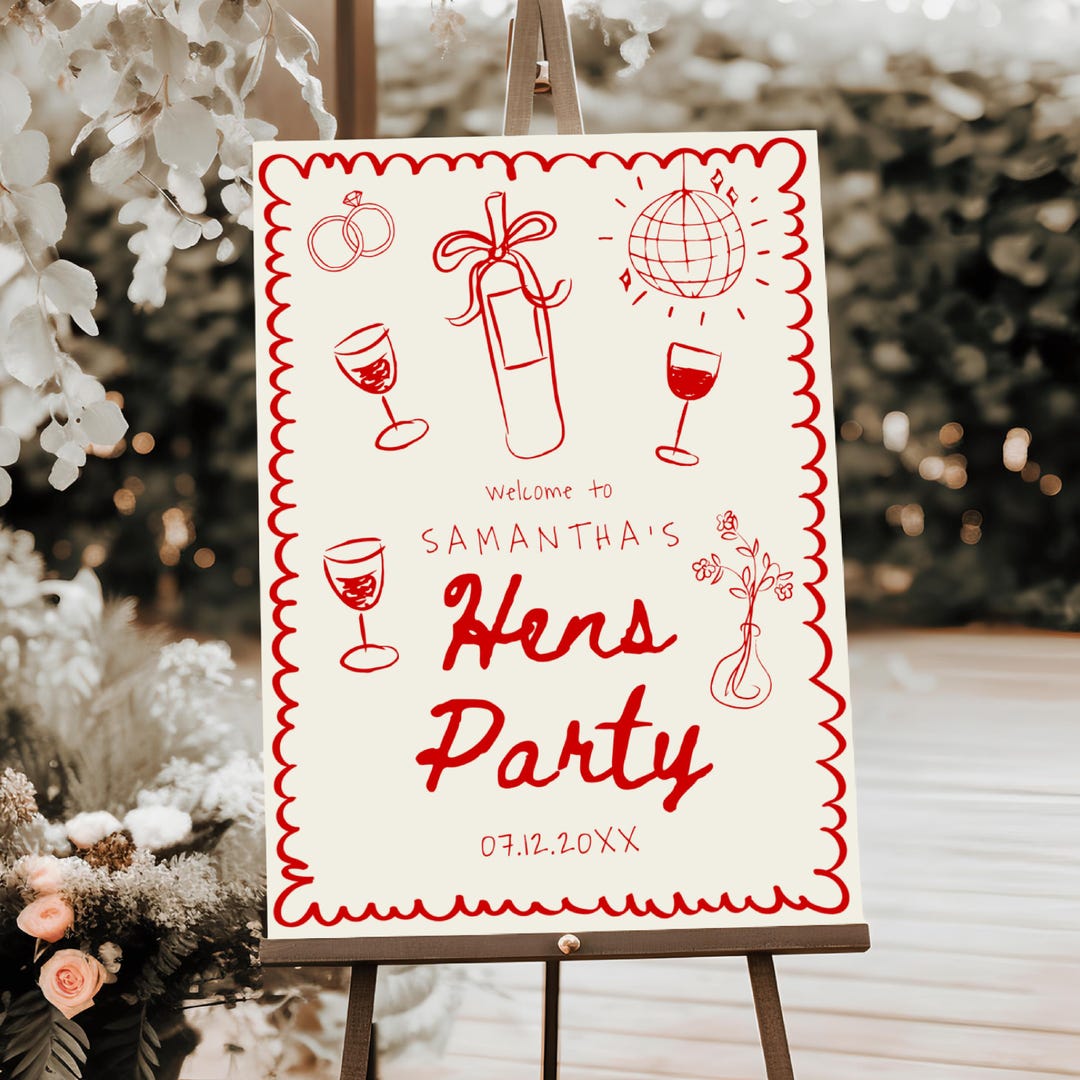 Hens Party Welcome Sign, Minimalist Hen Party Sign, Bachelorette Party ...