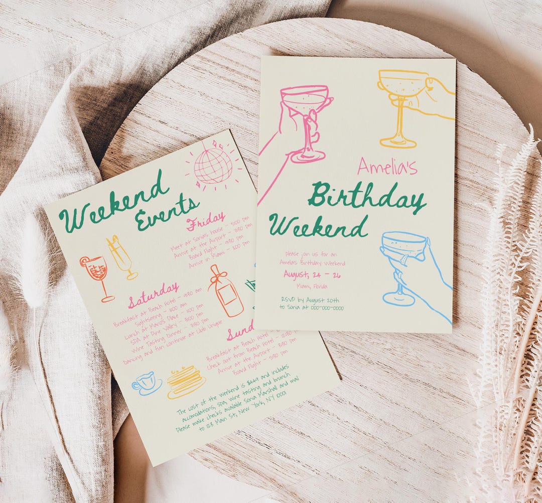 Birthday Weekend Itinerary Printed, Custom Birthday Party Agenda ...