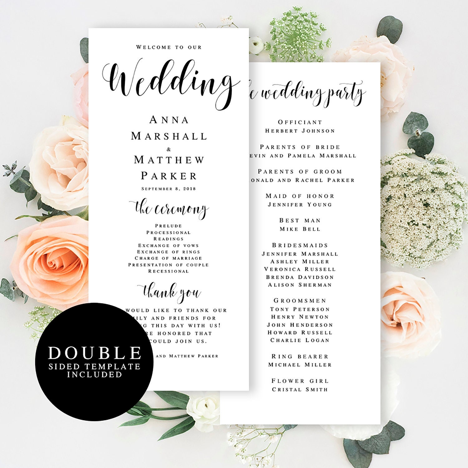 Editable Wedding Program Editable DIY Wedding Program Template | Etsy ...