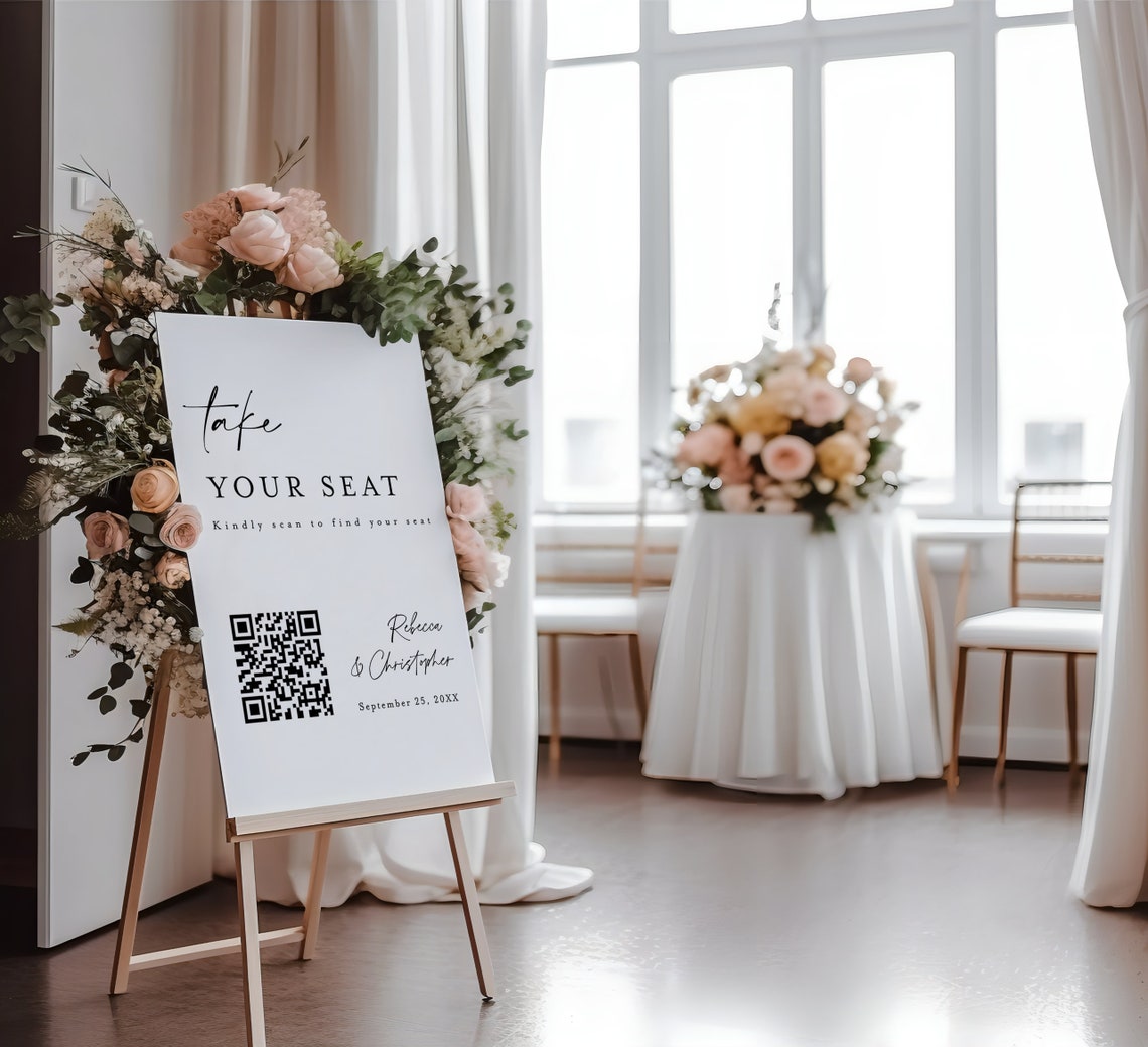 QR Code Seating Chart Sign, Wedding QR Code Sign, Seating Chart Welcome ...