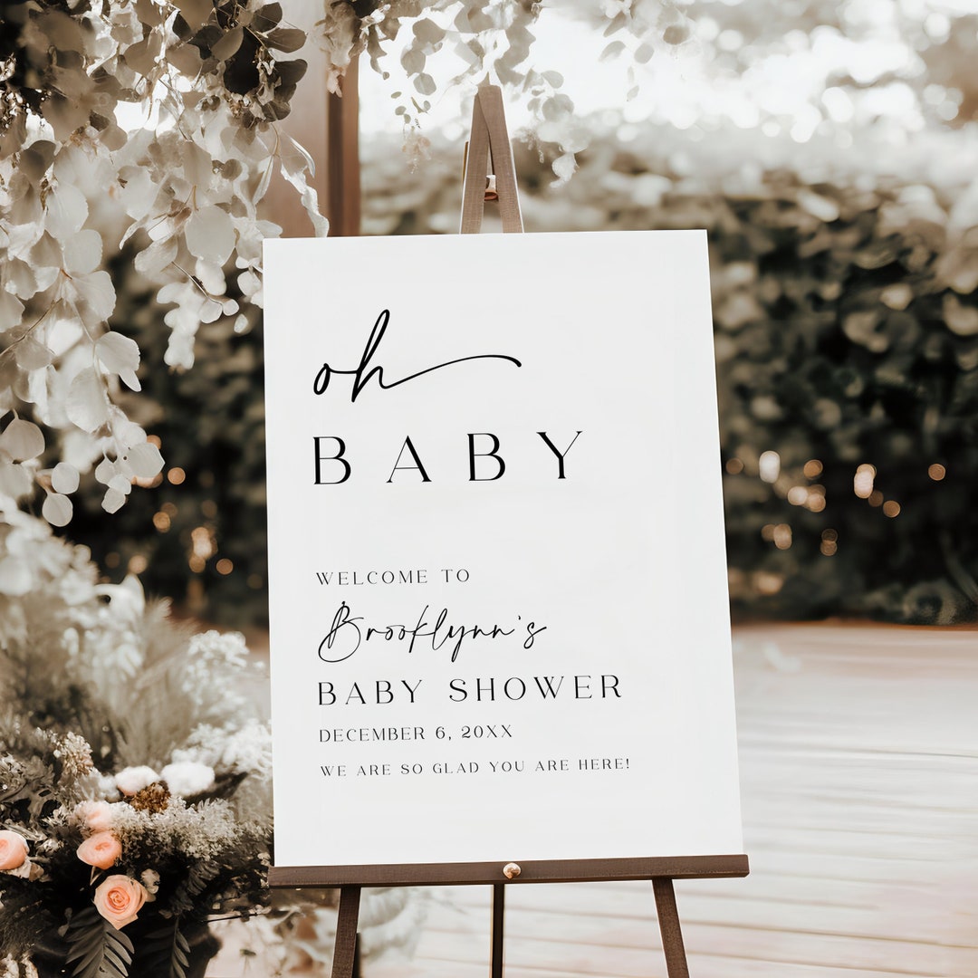 Baby Shower Welcome Sign Template, Minimalist Baby Shower Welcome ...