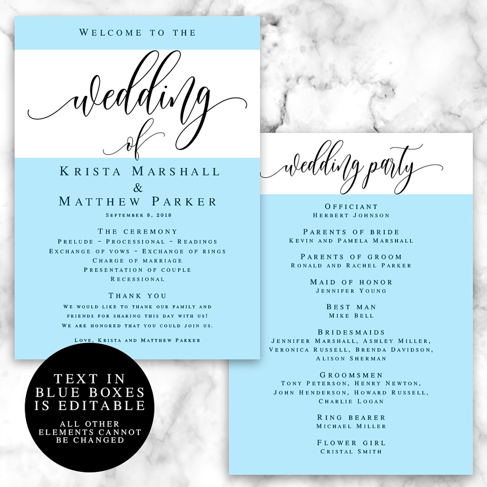 Wedding Fan Template Program Fan Template Editable DIY - Etsy
