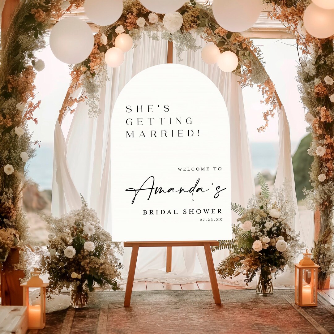 Arched Bridal Shower Welcome Sign Template, Printable Wedding Shower ...