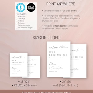 Wedding Welcome Sign Template, Minimalist Welcome to Our Beginning Sign ...