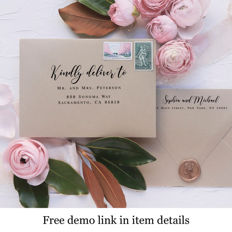 Simple Rustic Wedding Envelope Template With Return Address | Etsy