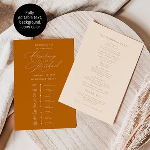 Gold Wedding Program Template Gold Program Card Gold Wedding - Etsy