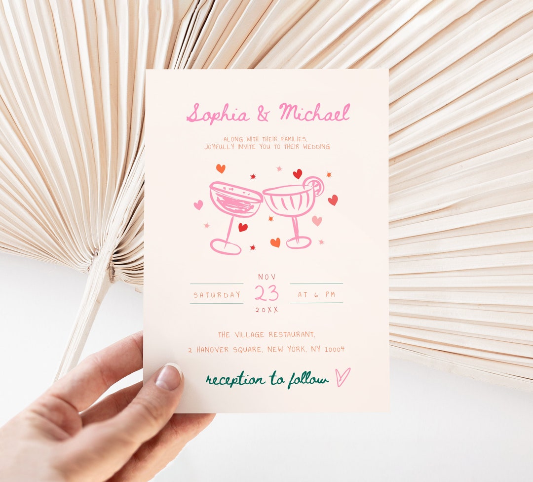 Hand Drawn Wedding Invite, Trendy Scribble Hand Drawn Wedding Invite ...