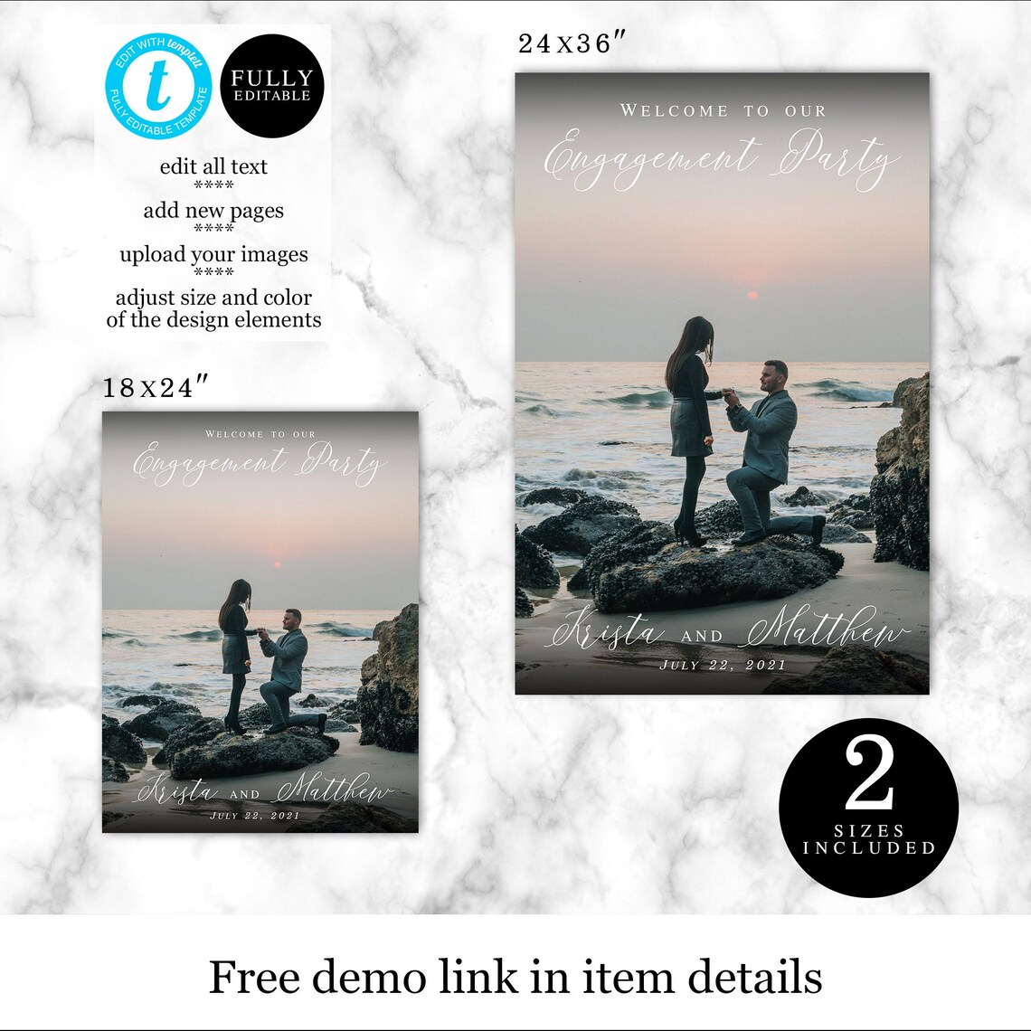 Engagement Welcome Sign Template Fully Editable Poster With - Etsy