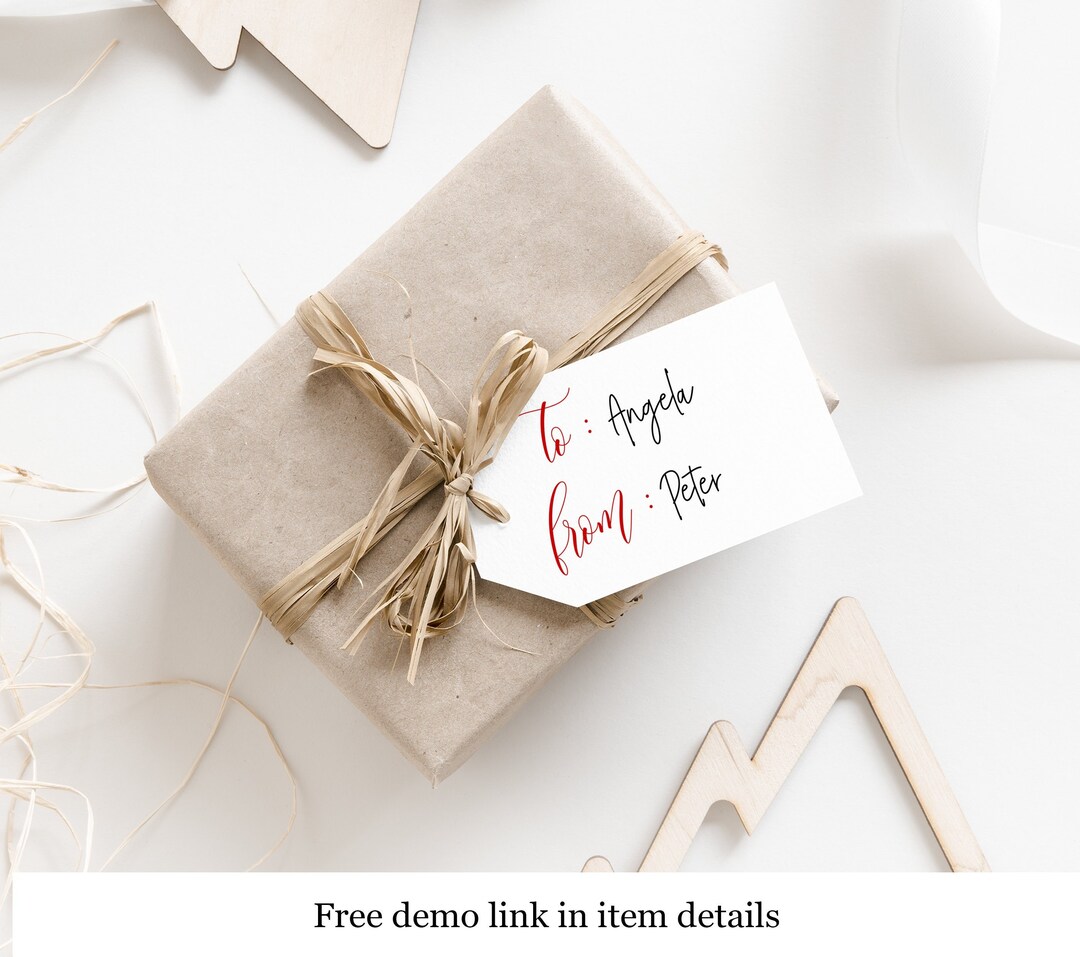 To From Tags Template, Templett, Fully Editable, Christmas Decor, Tags ...