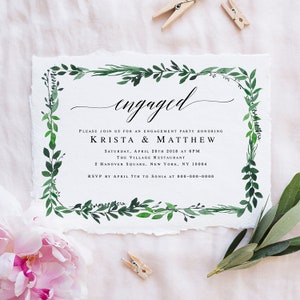 Greenery Engagement Party Invitation Editable Template Pdf - Etsy