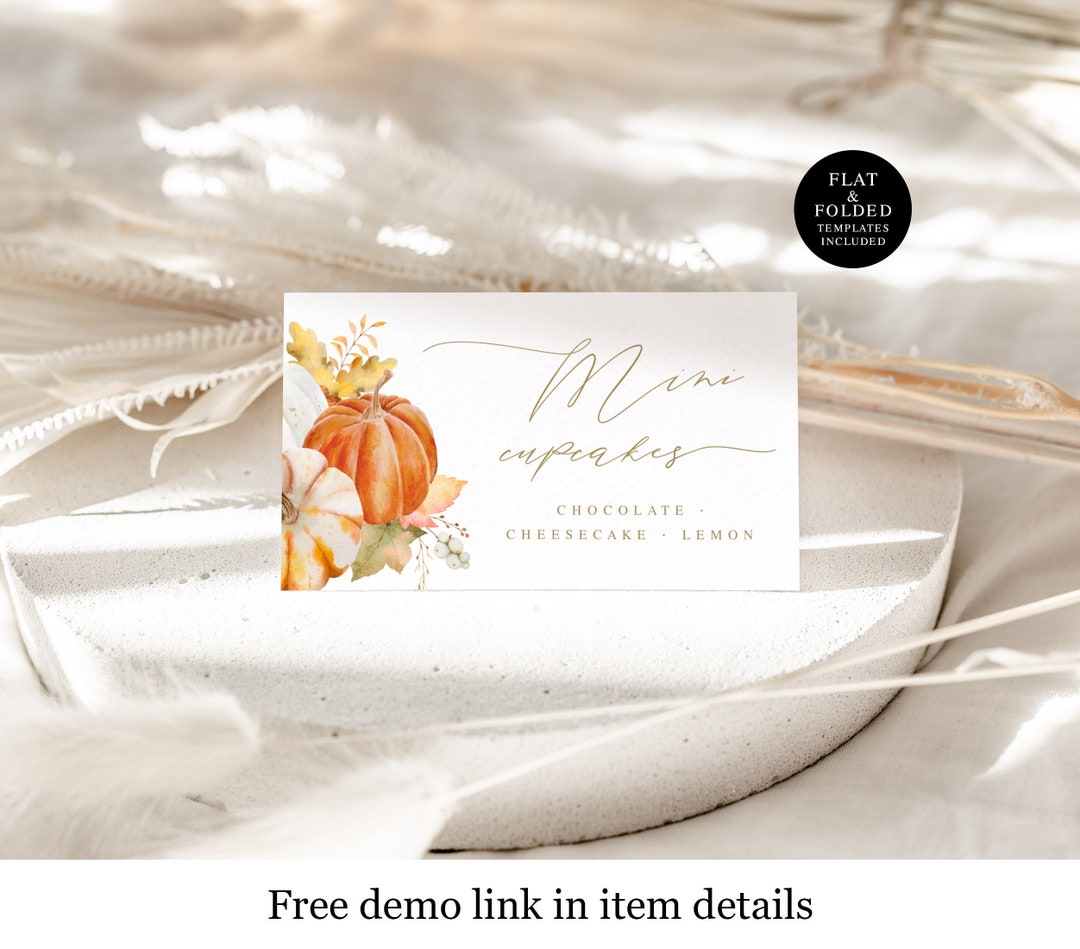 Food Label for Buffet, Printable Card Template, Mini Cupcakes ...