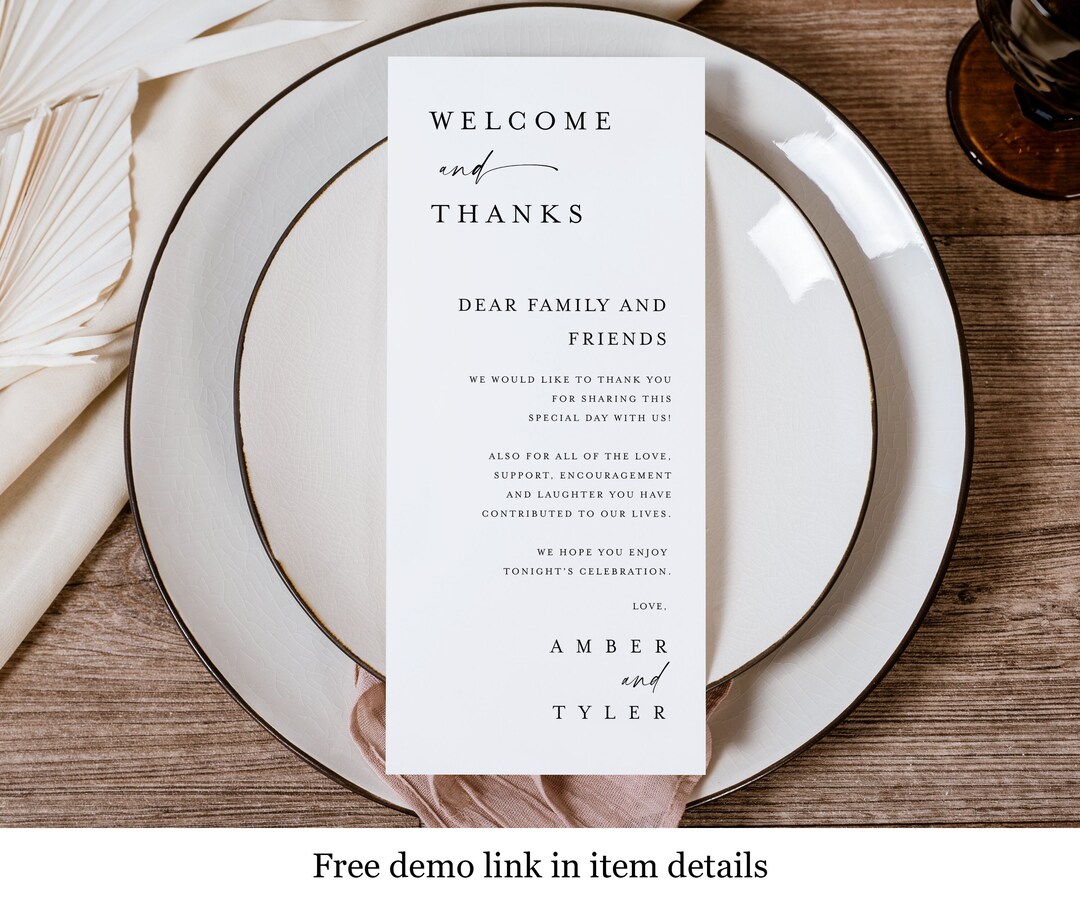 Thank You Place Card, Thank You Table Card, Napkin Note, Place Setting ...
