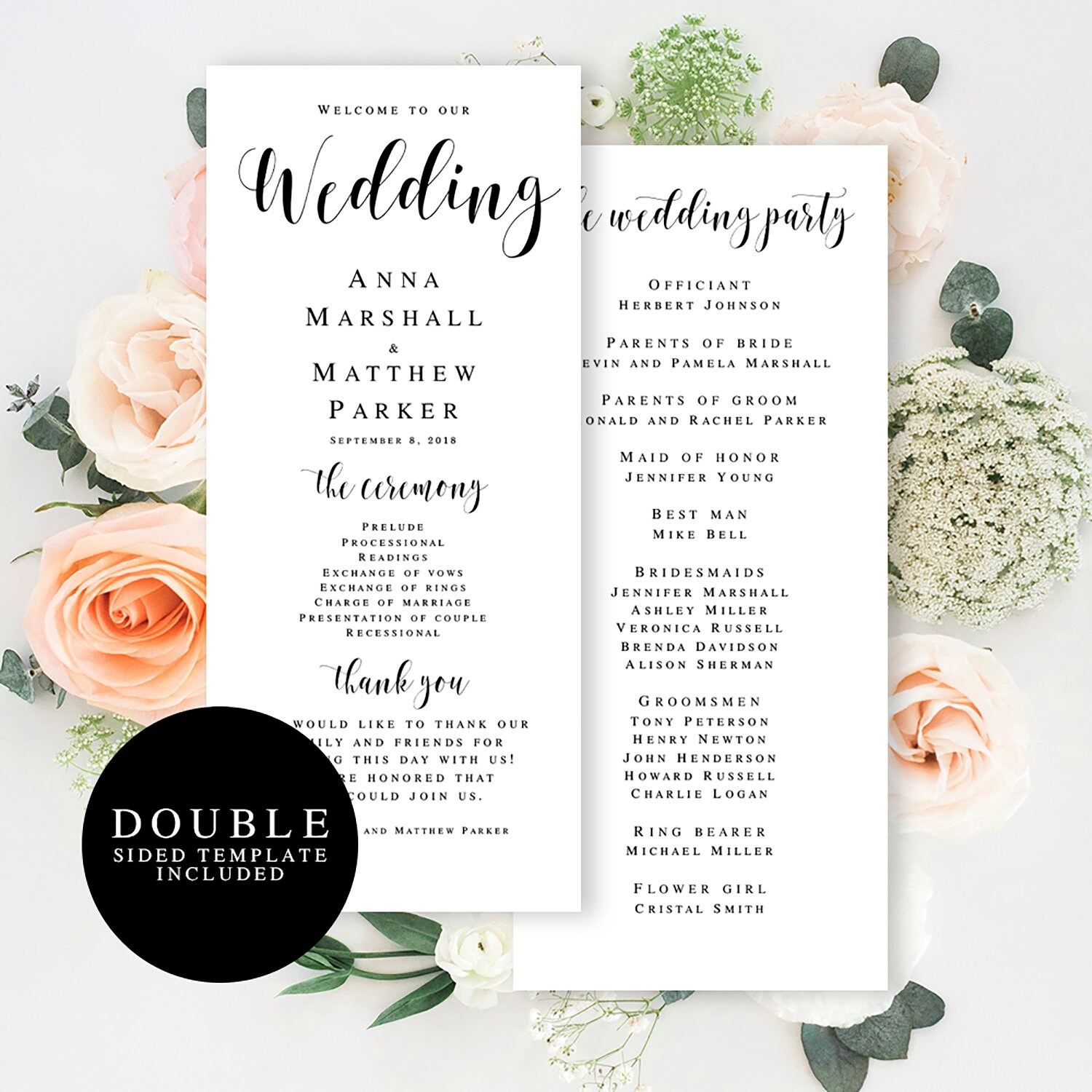 Editable Wedding Program Editable DIY Wedding Program Template | Etsy ...