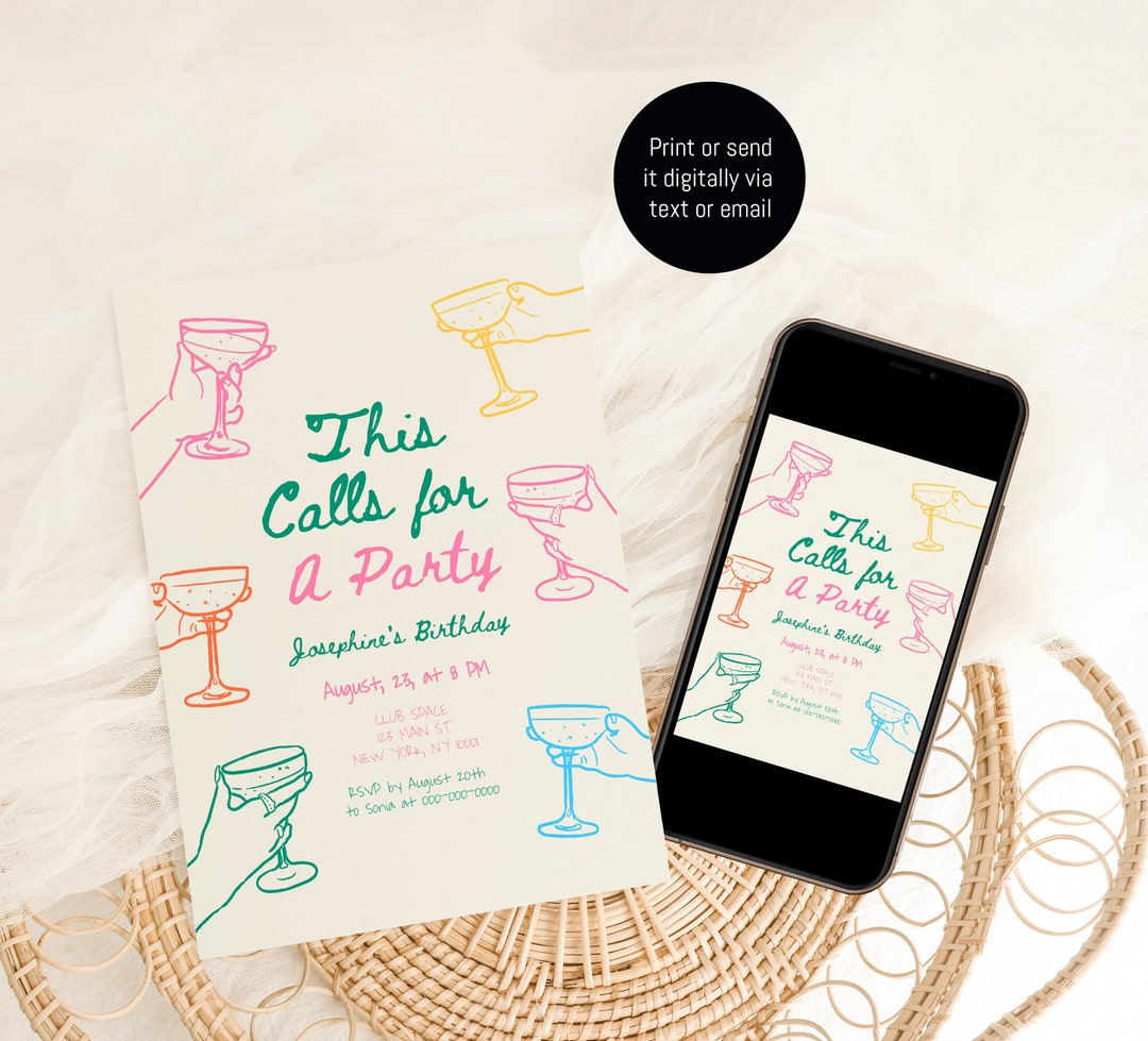Let's Celebrate Party Invitation, Hand Drawn Special Event Invite, This ...