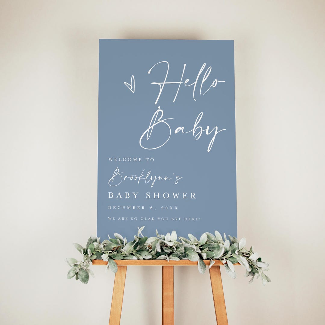 Hello Baby Welcome Sign, Editable Hello Baby Shower Welcome Sign ...
