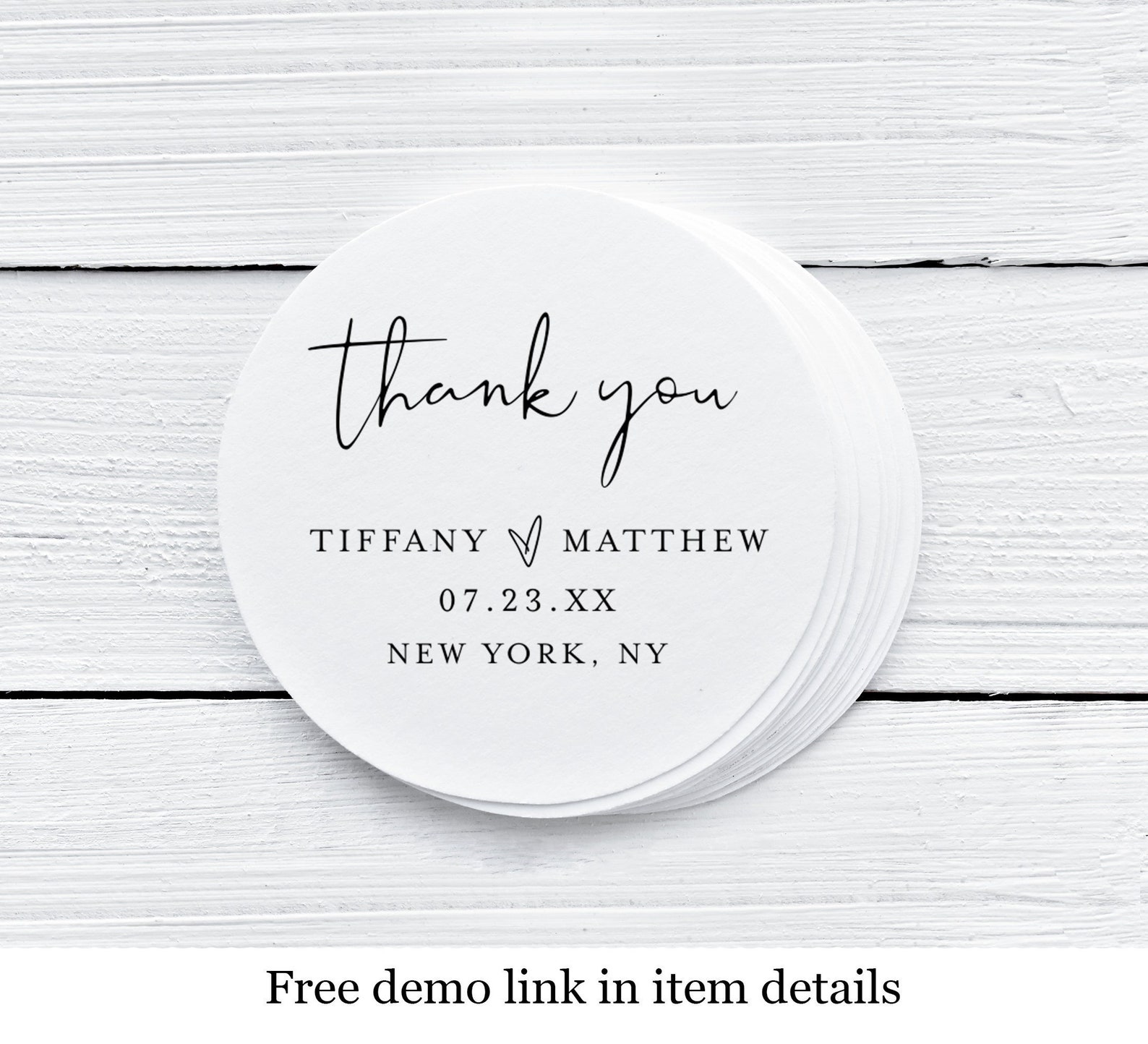 Round Wedding Stickers Printable, Circle Gift Tags Template, Favor ...