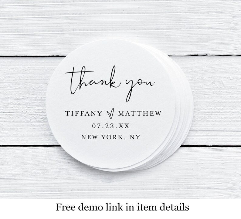 Round Wedding Stickers Printable, Circle Gift Tags Template, Favor ...