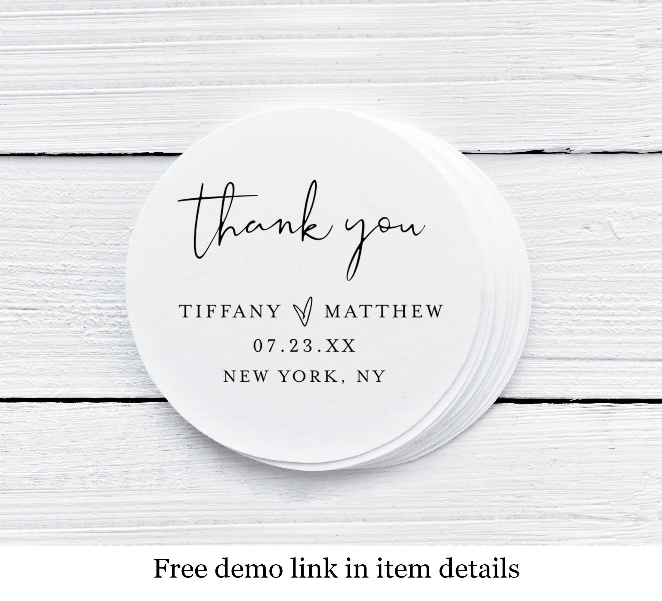 Round Wedding Stickers Printable Circle Gift Tags Template - Etsy