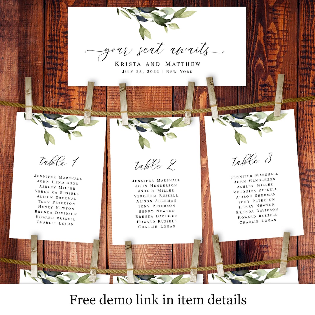 Printable Seating Chart Template, Templett Download, Fully Editable ...