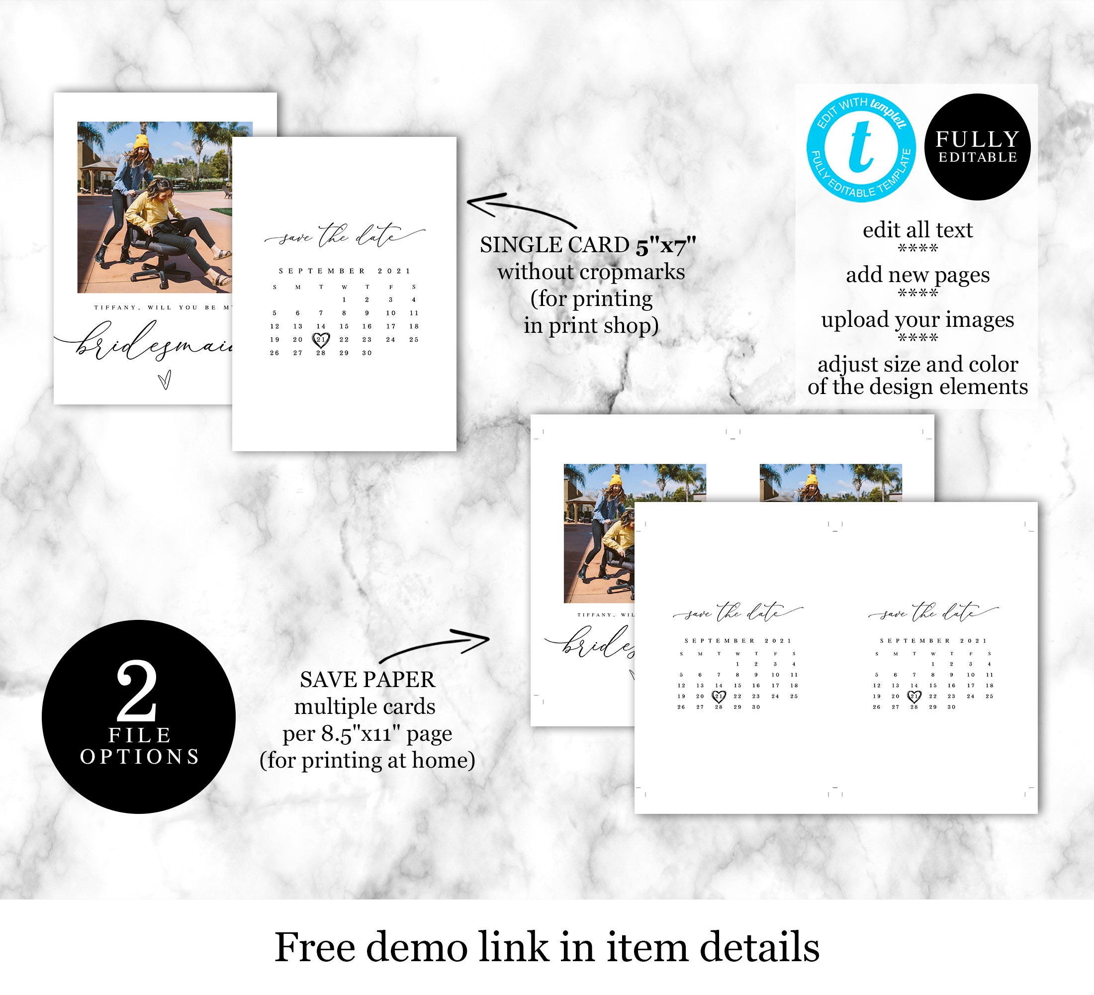 Instant Download Calendar Proposal Card Template Templett - Etsy