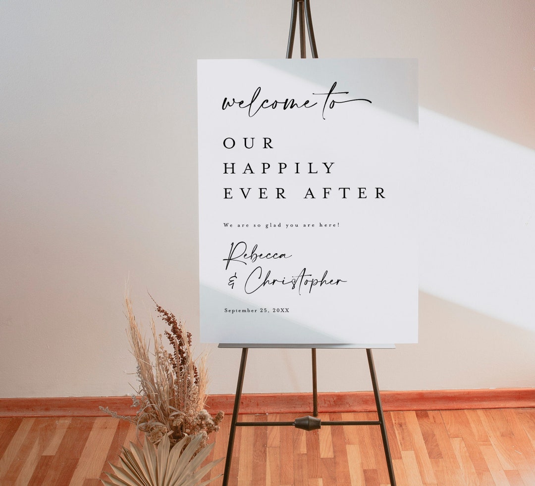 Wedding Welcome Sign Template, Happily Ever After Party Welcome Sign ...