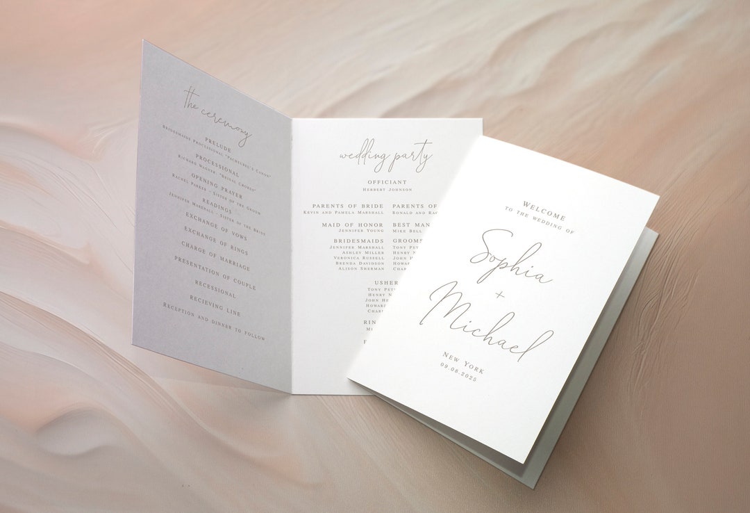 Folded Wedding Program Template Folded Wedding Programs Instant ...