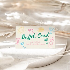 Hand Drawn Buffet Card Template, Editable Food Card Template, Hand ...