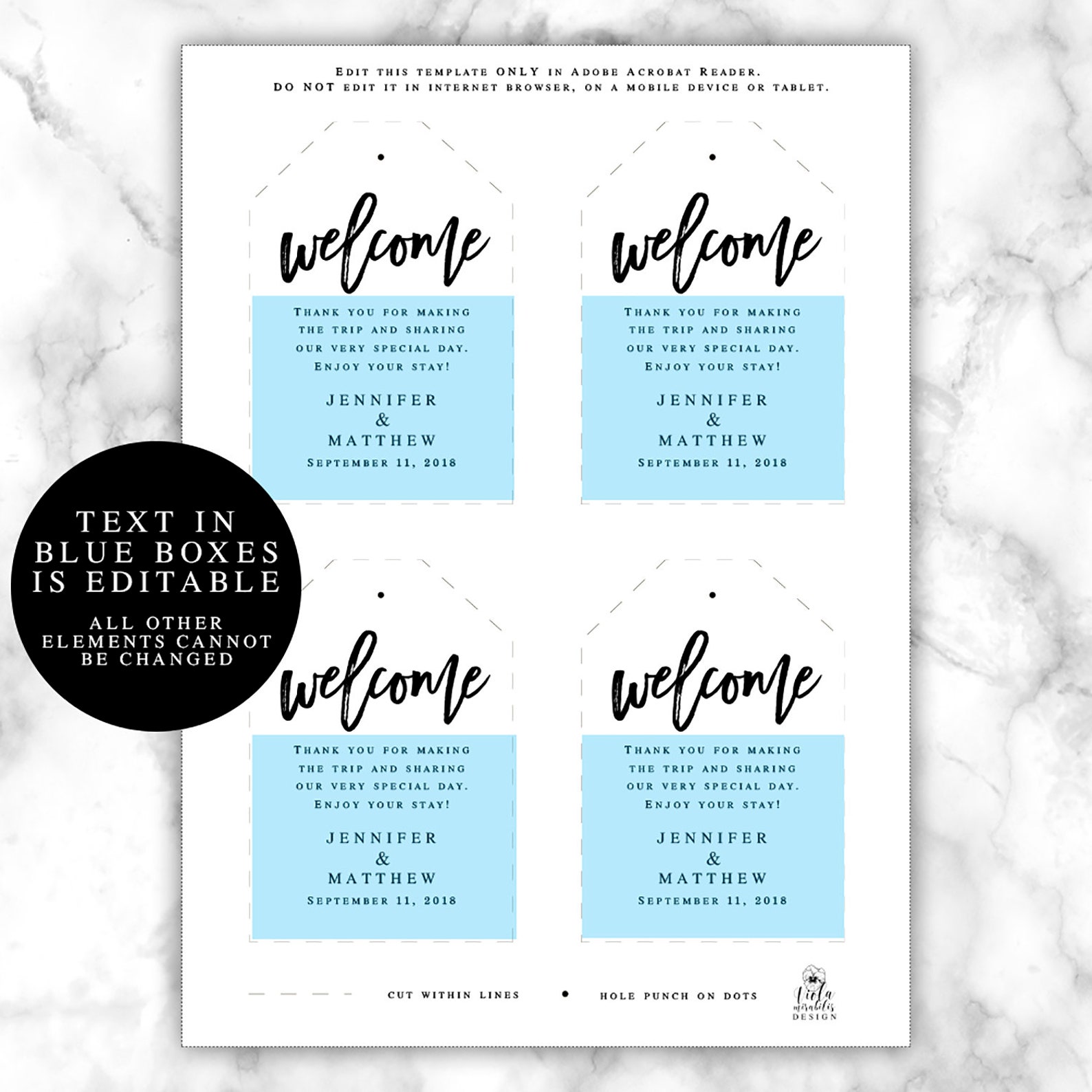 Welcome Tags for Wedding Guests Wedding Tag Template Wedding | Etsy