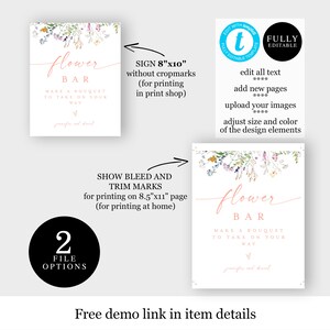 Wildflower Flower Bar Sign Template, Build Your Bouquet, Flower Favors ...