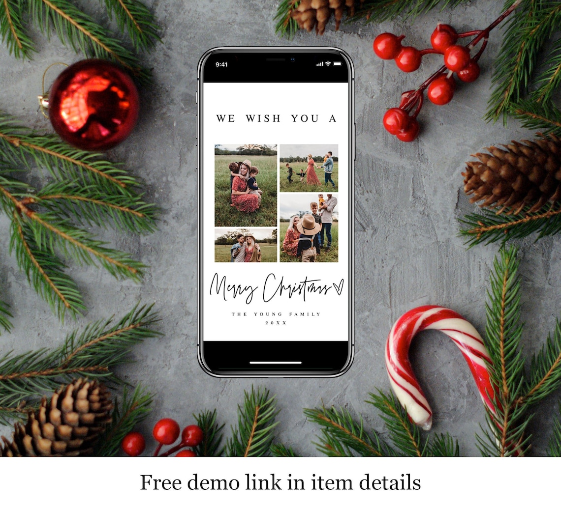 Electronic Merry Christmas Card Template Edit With Templett - Etsy