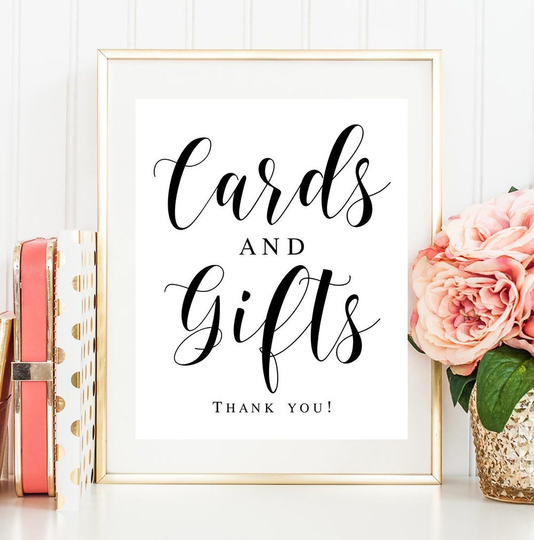 Cards and Gifts Sign Wedding Calligraphy Printable Wedding Pdf - Etsy
