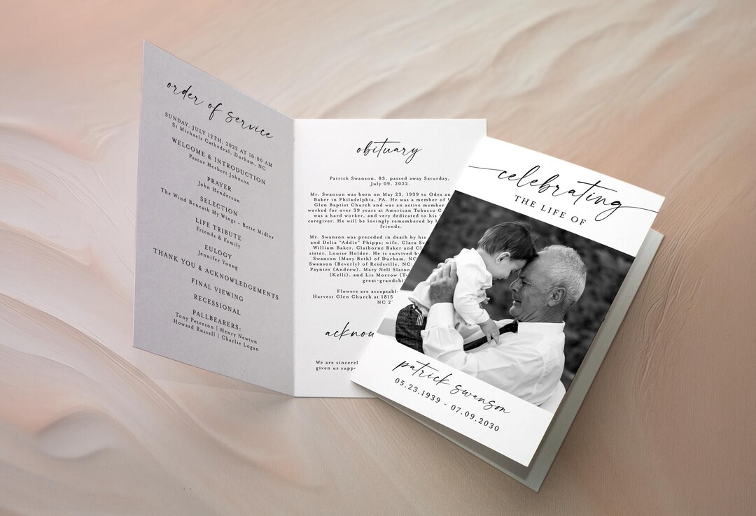 Celebrating the Life of Program Template, Funeral Service Program ...