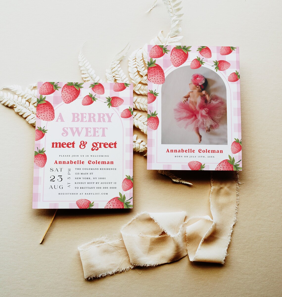Berry Sweet Invitation, Meet & Greet Invitation, Sip and See, Photo ...