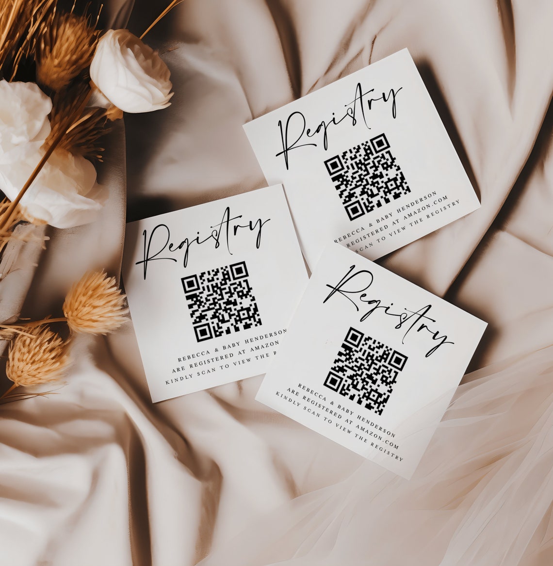 Baby Shower Registry Card With QR Code, Minimalist Gifts for Baby Card ...
