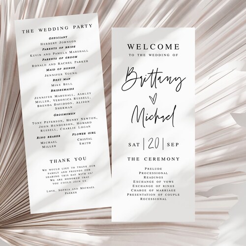 Wedding Program Template Editable Template INSTANT DOWNLOAD - Etsy