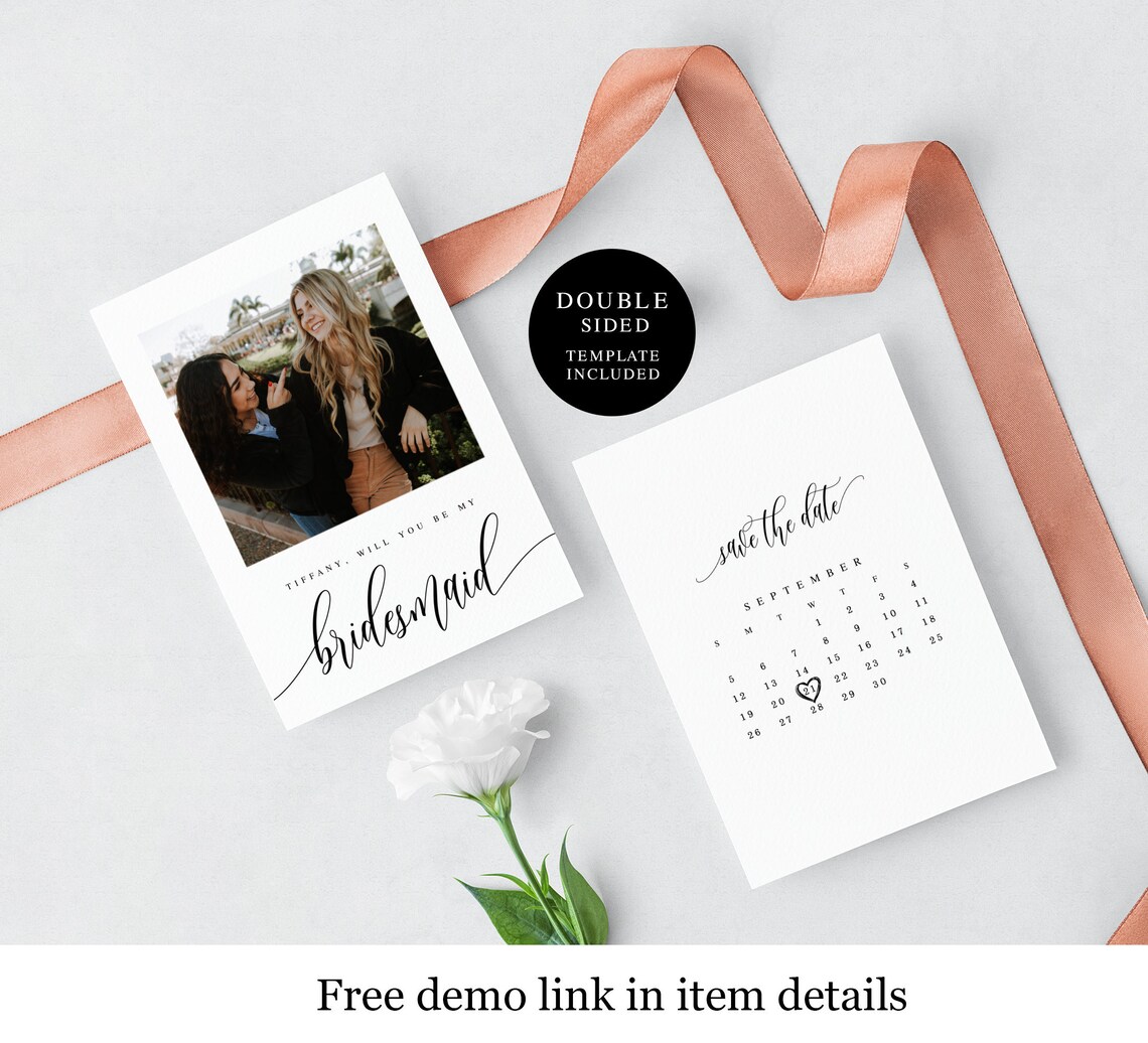 Printable Calendar Proposal Card Template Templett Will You - Etsy